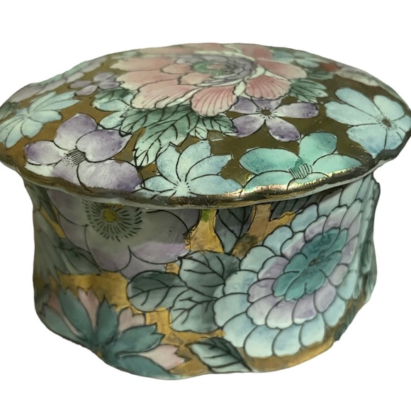 Other | Beautiful Vintage Pastel And Gold Peony Trinket Box Made Bytoyo ...